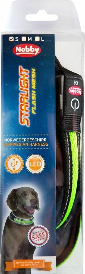 Nobby Шлейка для собак Светодиодная, размер S, зеленая