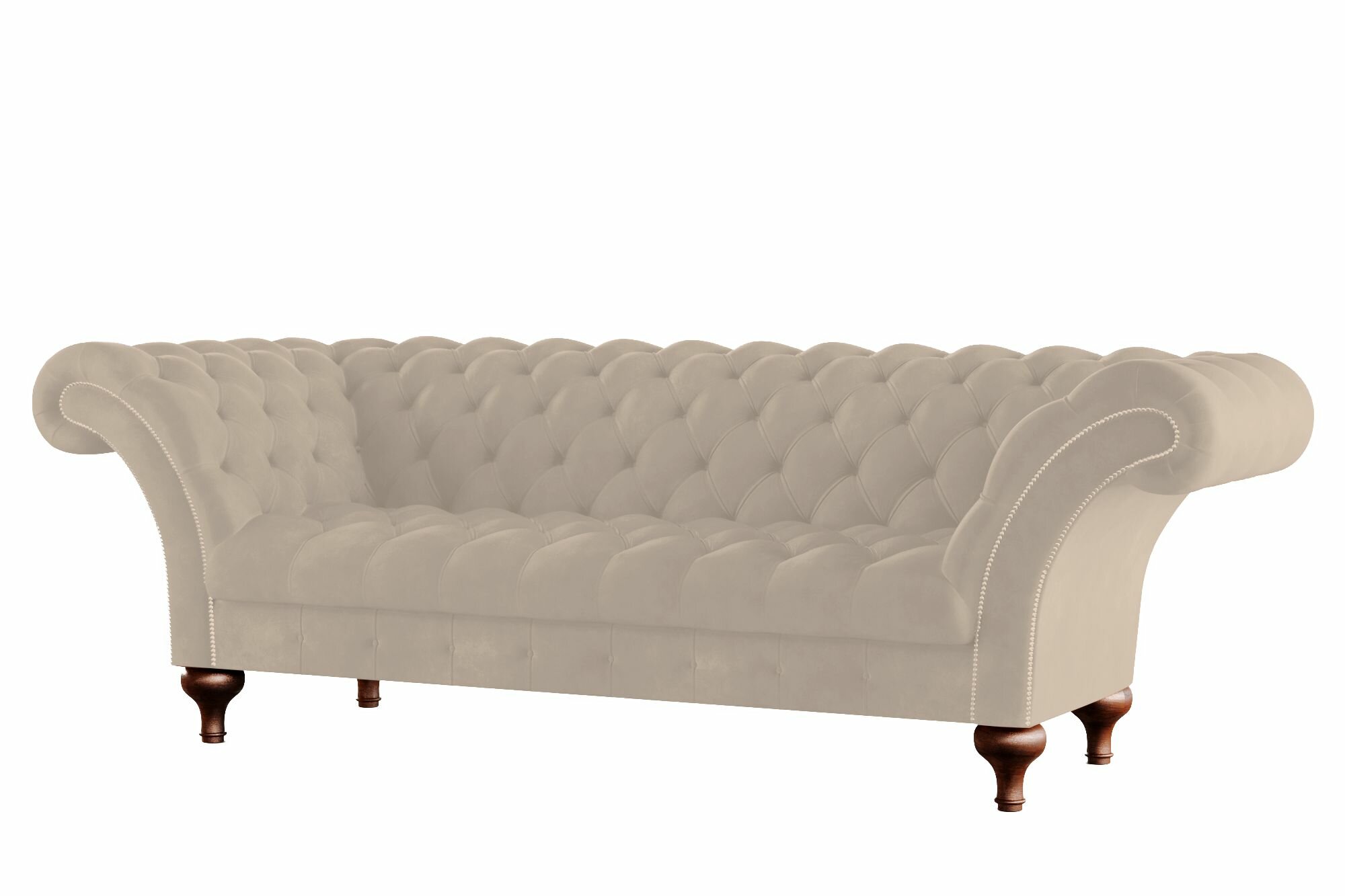 Диван-кровать прямой Chester Lux для гостиной c подлокотниками, слоновая кость, велюр, раскладной, 237х113х86см