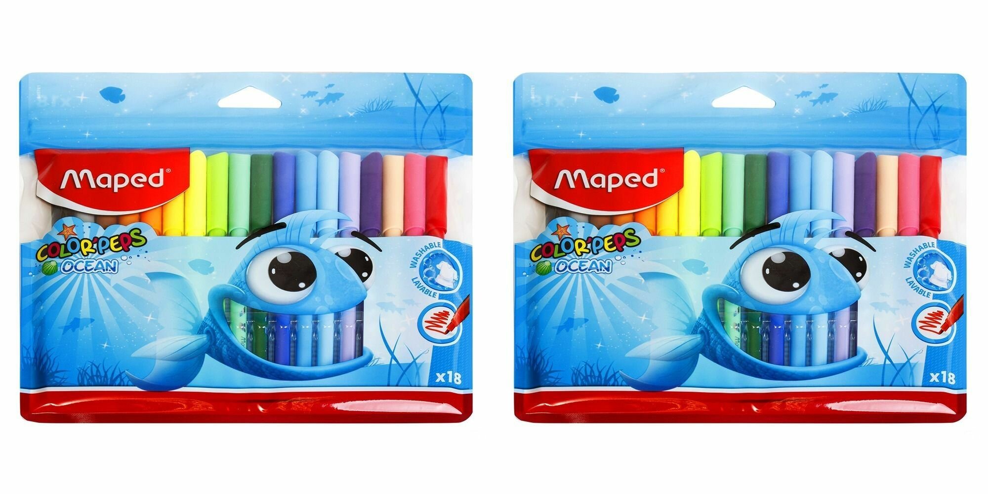Maped Фломастеры COLOR'PEPS OCEAN стандартные 18 цветов круглый корпус Стандартные 2 шт