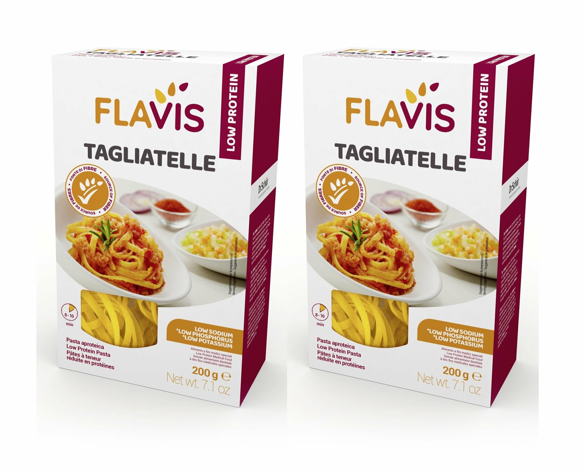 Макароны Flavis Тальятелле с низким содержанием белка (Tagliatelle), 2 шт по 200 г