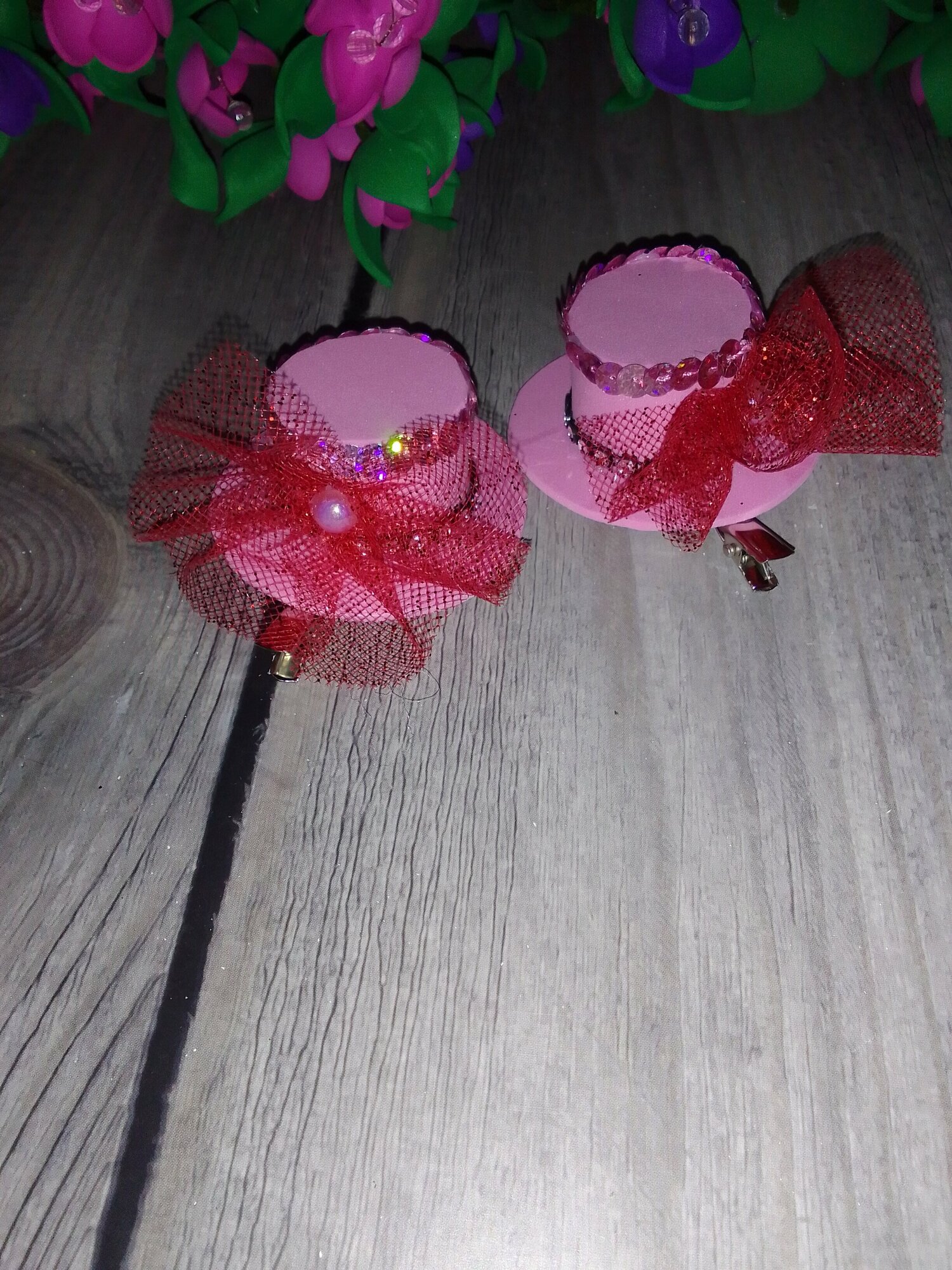 Набор Заколок для волос "Шляпка", фоамиран, набор 2 шт, для девочек