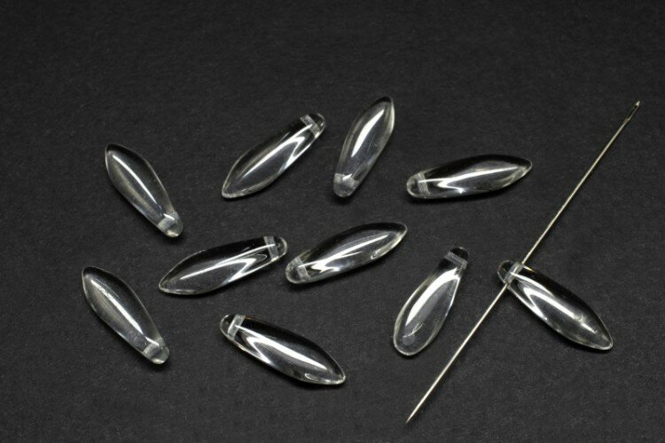 Бусины Dagger beads 16х5мм, отверстие 0,8мм, цвет 00030 хрусталь, 736-074, 10шт