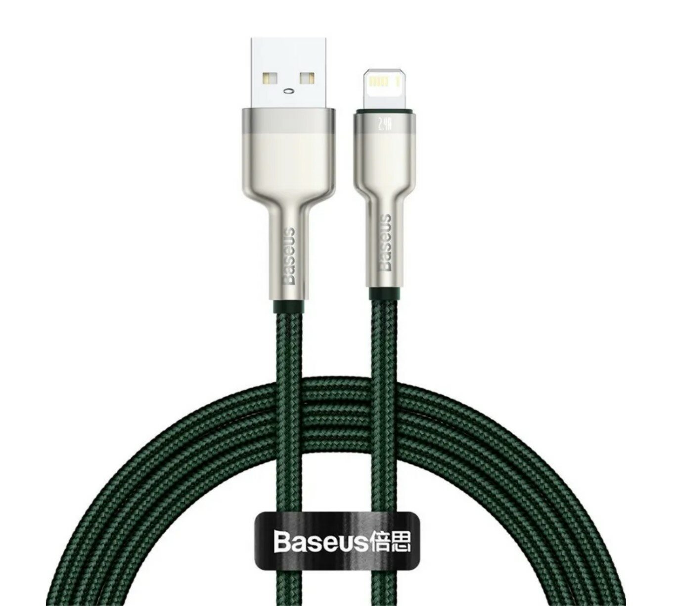 Кабель Baseus Cafule Series Metal Data Cable USB to iP 2.4A 1m Green (CALJK-A06)