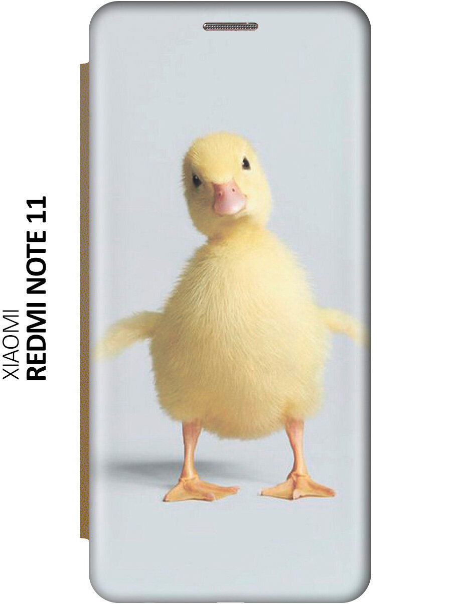 Чехол-книжка Утя на Xiaomi Redmi Note 11 / Note 11S / Сяоми Редми Ноут 11 / Ноут 11С золотой