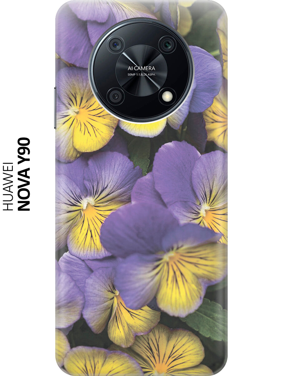 Силиконовый чехол Фиолетовые и желтые фиалки на Huawei nova Y90 / Хуавей Нова У90
