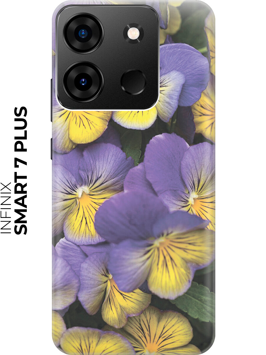 Силиконовый чехол Фиолетовые и желтые фиалки на Infinix Smart 7 Plus / Инфиникс Смарт 7 Плюс
