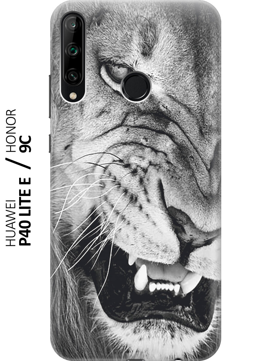 Силиконовый чехол на Honor 9C / Huawei P40 Lite E / Хуавей П40 Лайт Е / Хонор 9С с принтом "Скалящийся лев"