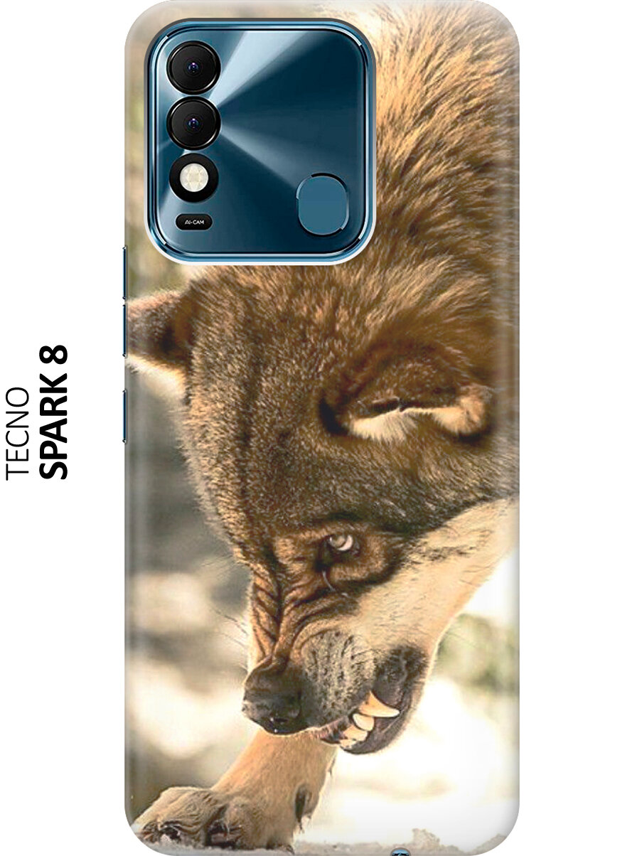 Силиконовый чехол Лютый волк на Tecno Spark 8 / Техно Спарк 8