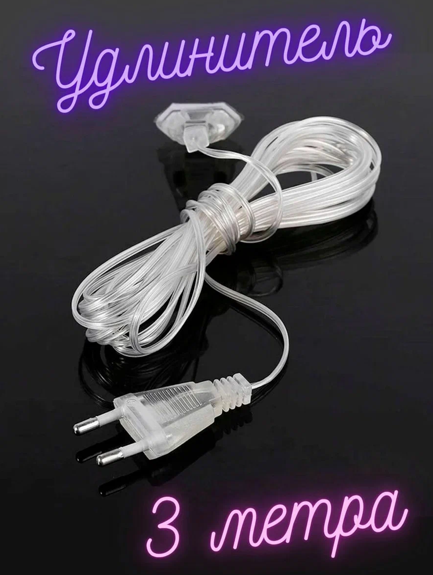Удлинитель для новогодних гирлянд универсальный прозрачный 3м