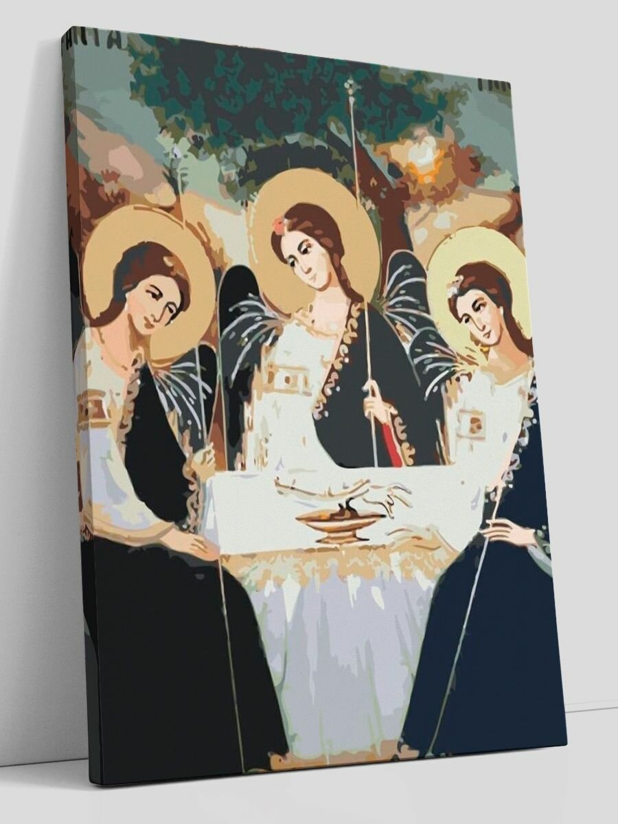 Картина по номерам на холсте с подрамником, икона "Троица", 30х40 см