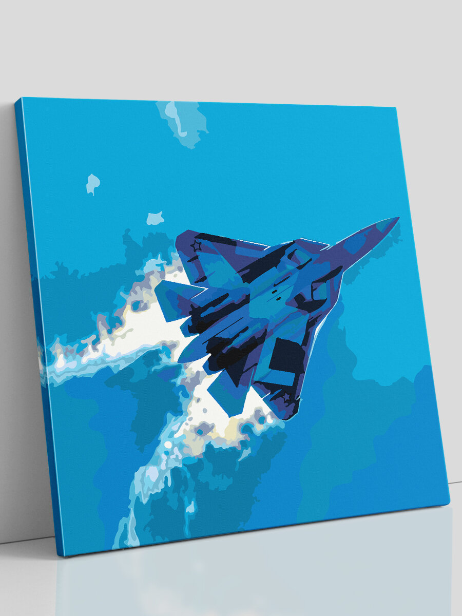 Картина по номерам на холсте с подрамником, "Истребитель SU-35-2, самолет", 40х40 см