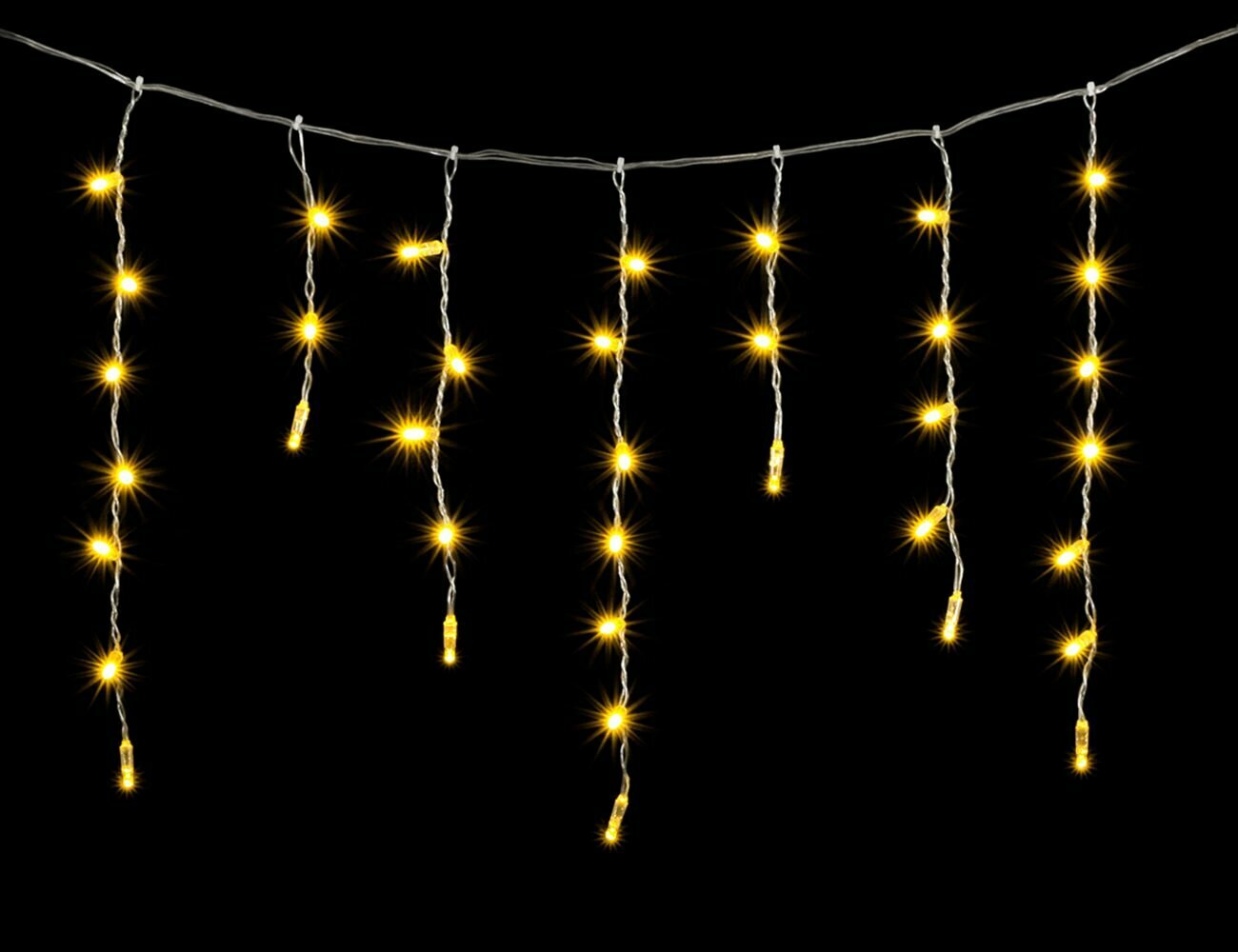 Светодиодная бахрома Quality Light Cap 3.1*0.5 м, 120 желтых LED ламп, прозрачный ПВХ, соединяемая, IP65, BEAUTY LED