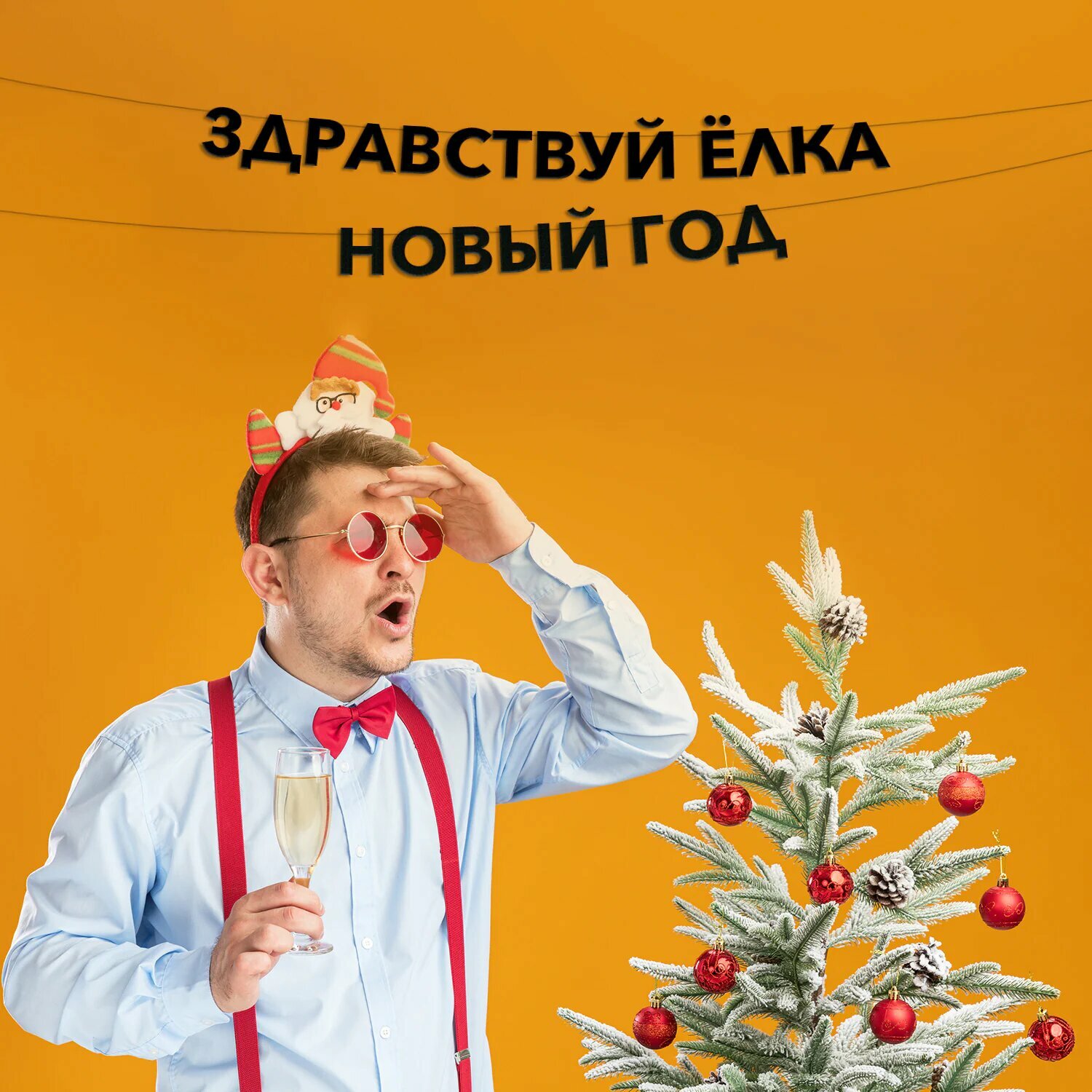 Гирлянда растяжка Здравствуй, ёлка, новый год