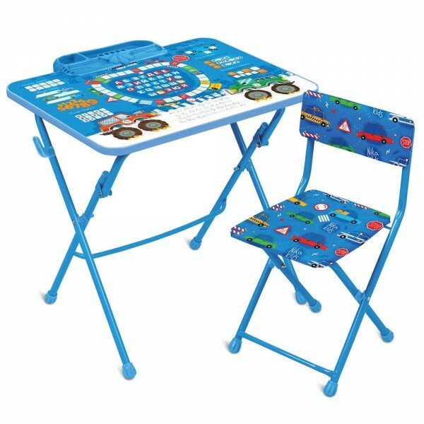 Набор детской мебели Nika "Большие гонки", складные стол и стул, мягкое сиденье (КУ1 15)