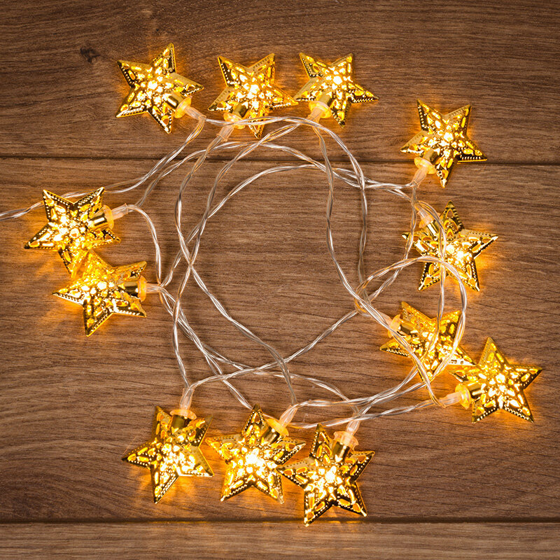 Лампы светодиодные Neon-Night Гирлянда светодиодная на солнечной батарее Звезды 12 LED теплый белый 1,2 метра