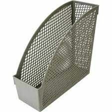 Лоток для бумаг вертикальный deVente "Simple", пластик, сетка, серый 250*100*270