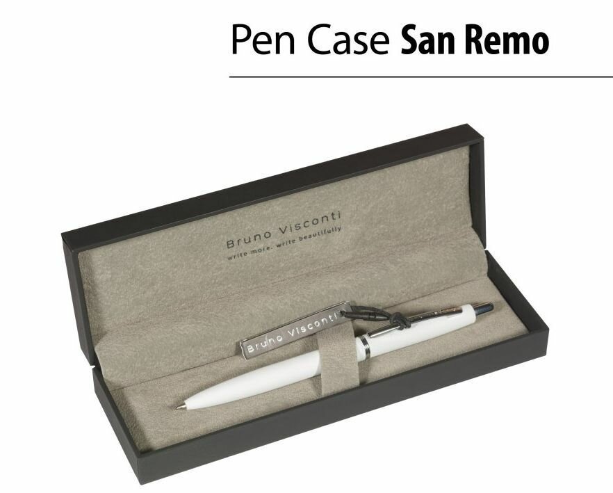 Ручка шариковая подарочная "San remo", корпус белого цвета, в черном футляре