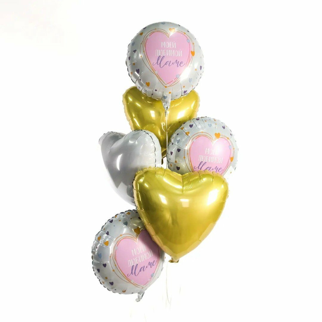Букет из шаров с гелием "Сердца и теплые слова для мамы"