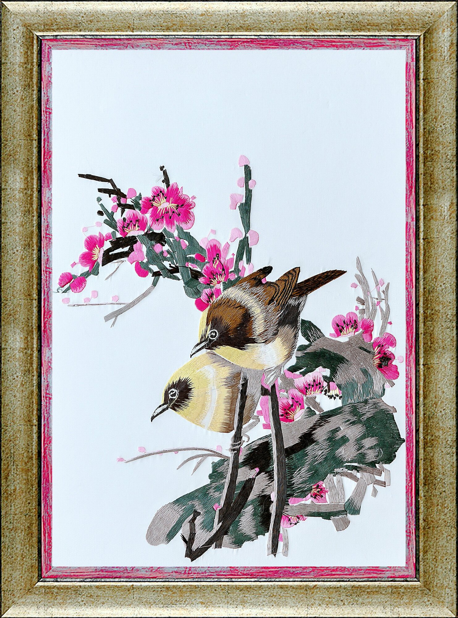 Картина вышитая шелком Пора любви ручной работы/см 58х48х3/в багете