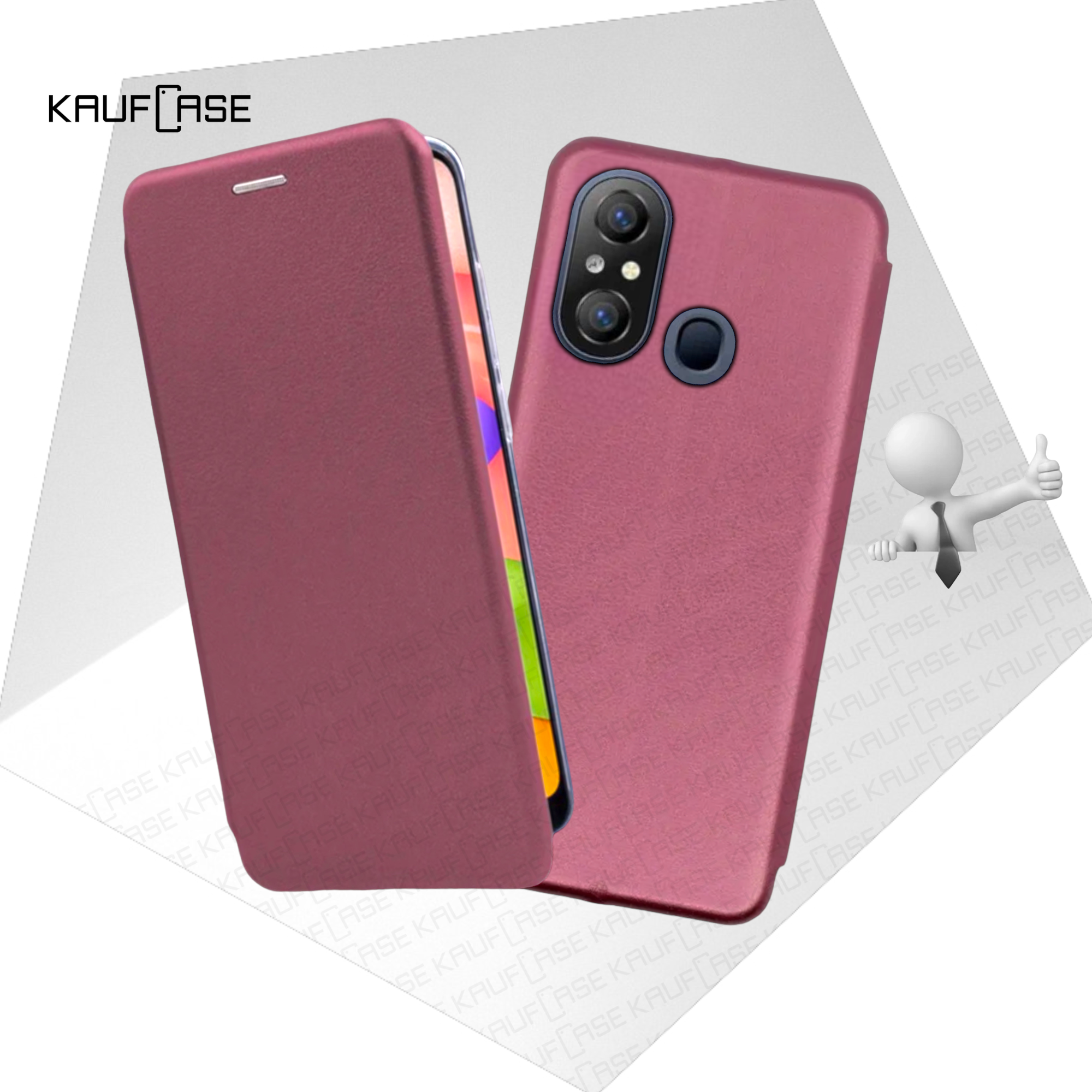 Чехол книжка для телефона Itel A49 (6.6"), бордовый. Текстура под кожу