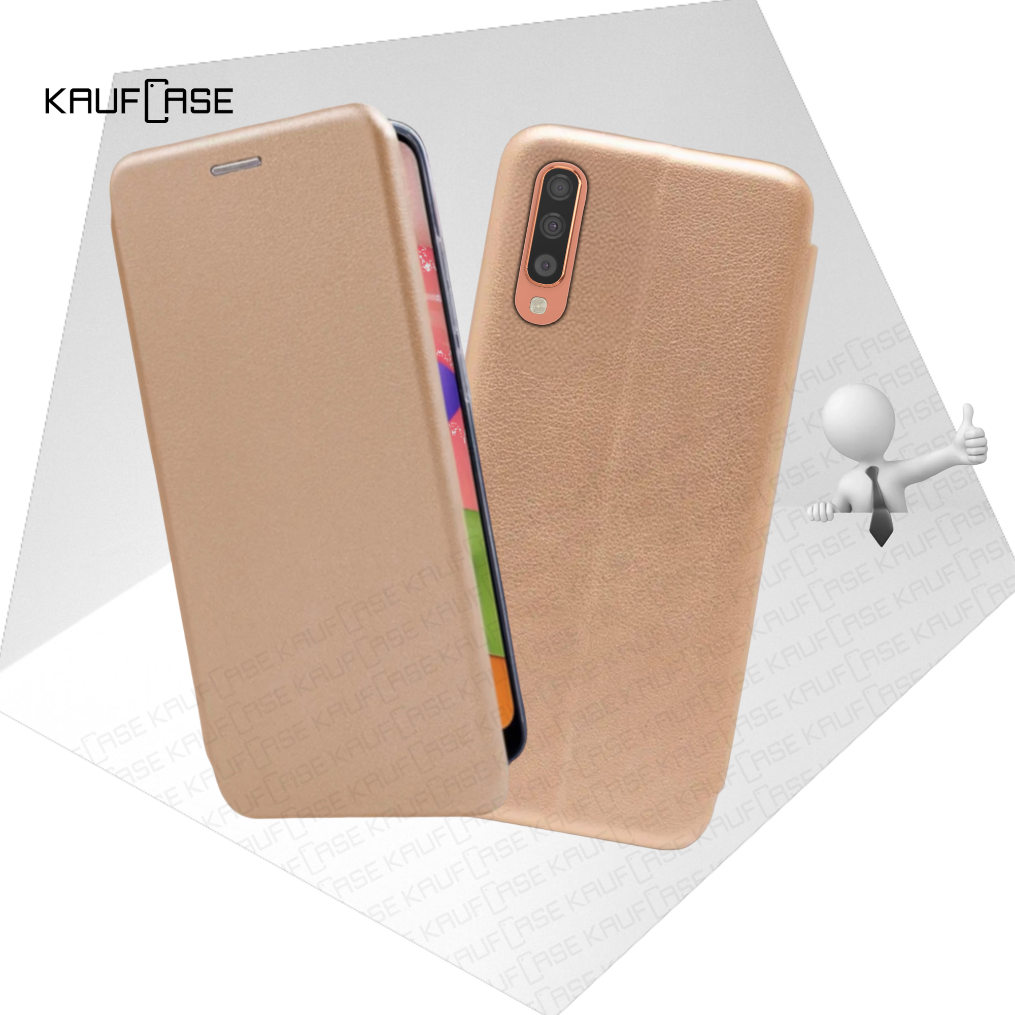 Чехол книжка для телефона Samsung A50 (A505)/ A30s (A307) (6.4"), золото. Текстура под кожу