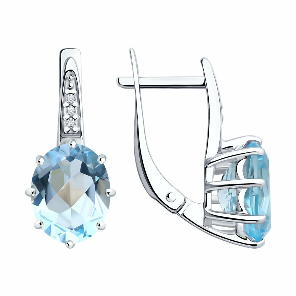 Серьги, серебро, 925 проба, топаз, фианит