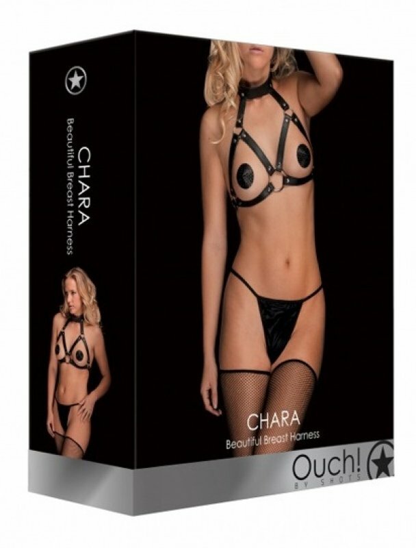 Сбруя Shots Toys Chara Beautiful Breast Harness, для женщин, черная, кожа/металл