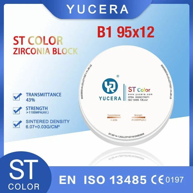 Стоматологический циркониевый блок Yucera ST Color B1 95х12