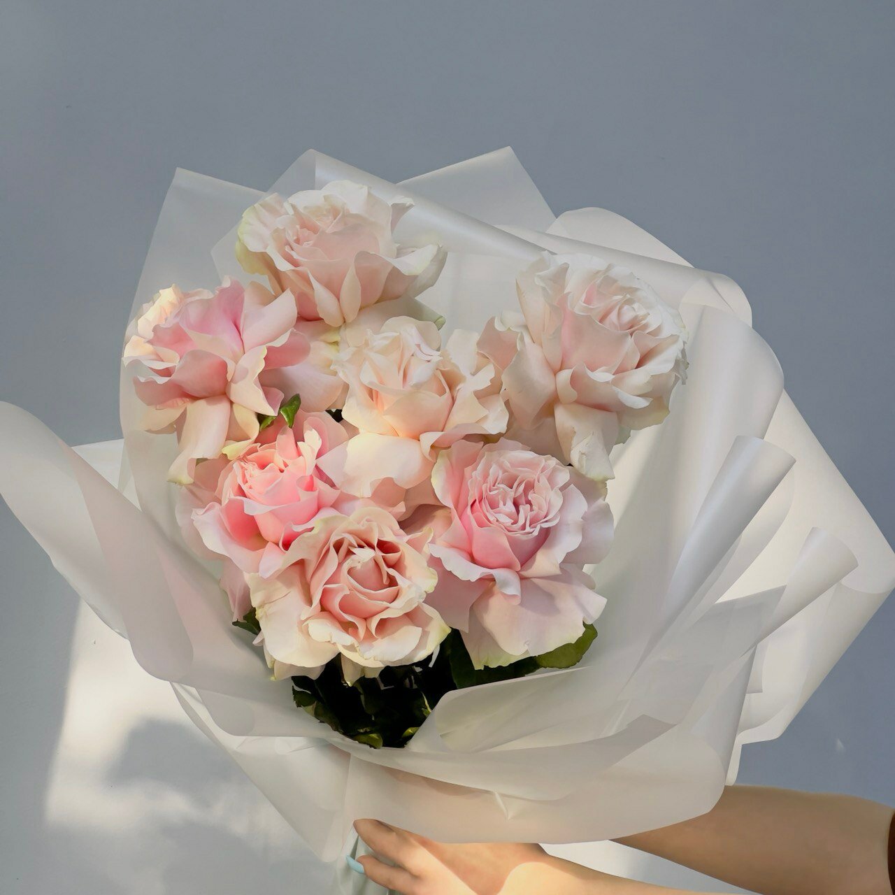 Букет французских роз розовых маме, 7 шт.