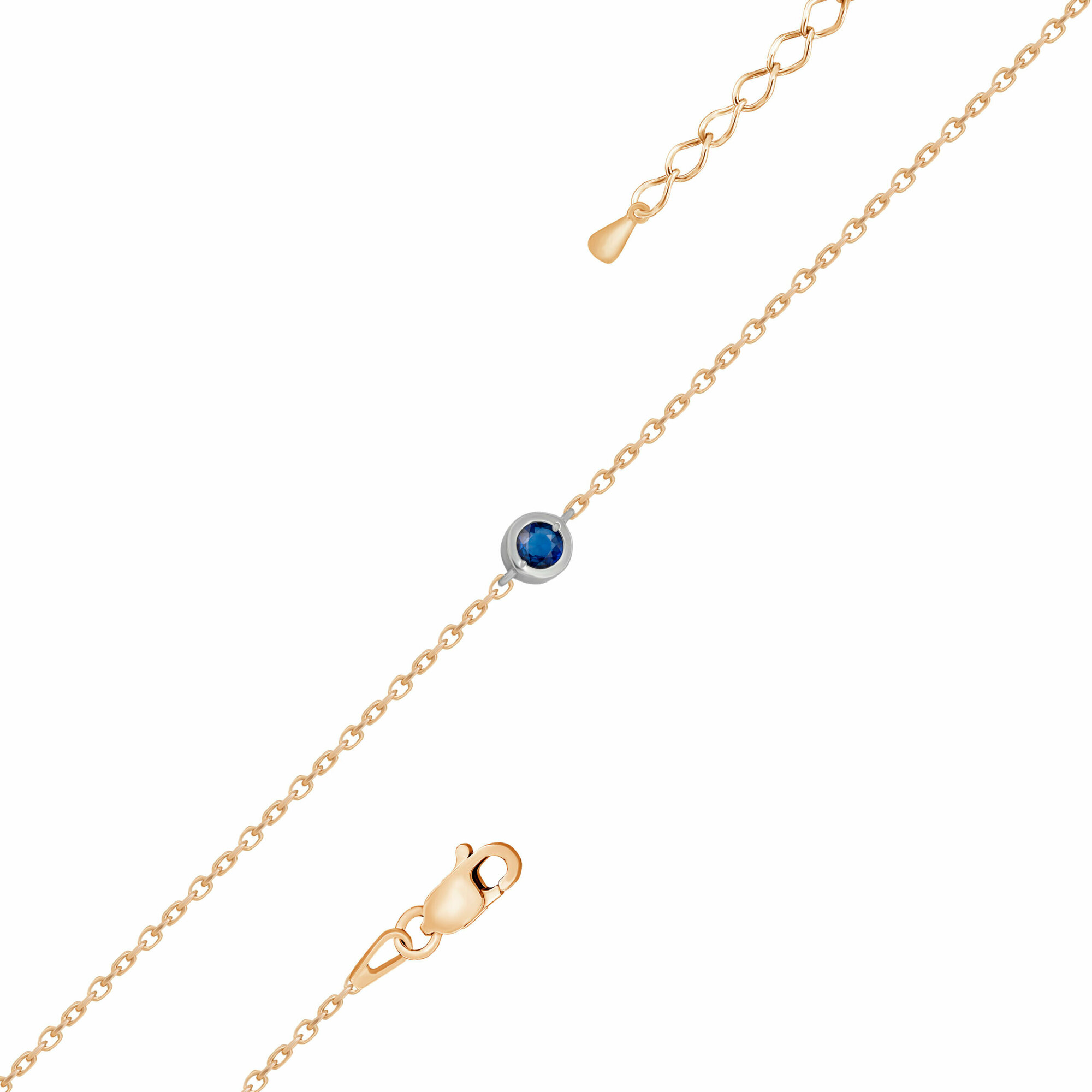 Браслет, красное золото, 585 проба, сапфир