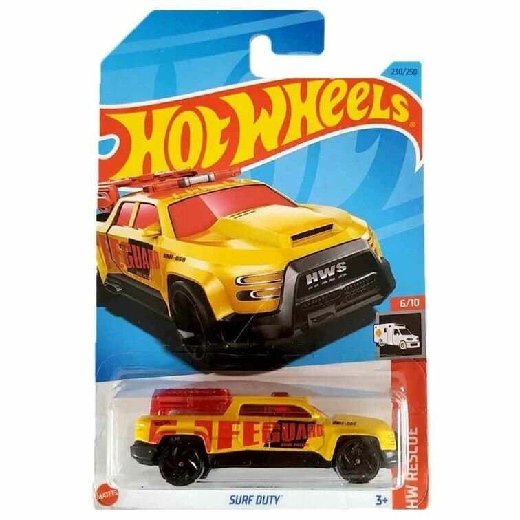 HKG67 Машинка металлическая Hot Wheels коллекционная модель Surf Duty желтый