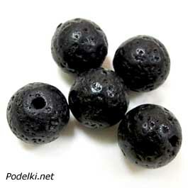 Натуральная бусина Лава 0004337 шарик 10 мм, цена за 10 шт.