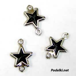 Фурнитура для бижутерии Коннектор акриловый Звезда 0002425 черный цвет 10x10 мм, цена за 30 шт.