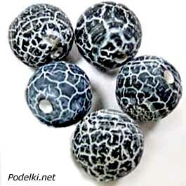 Натуральная бусина Агат Африканский черный матовый 0004368 шарик 12 мм, цена за 4 шт.