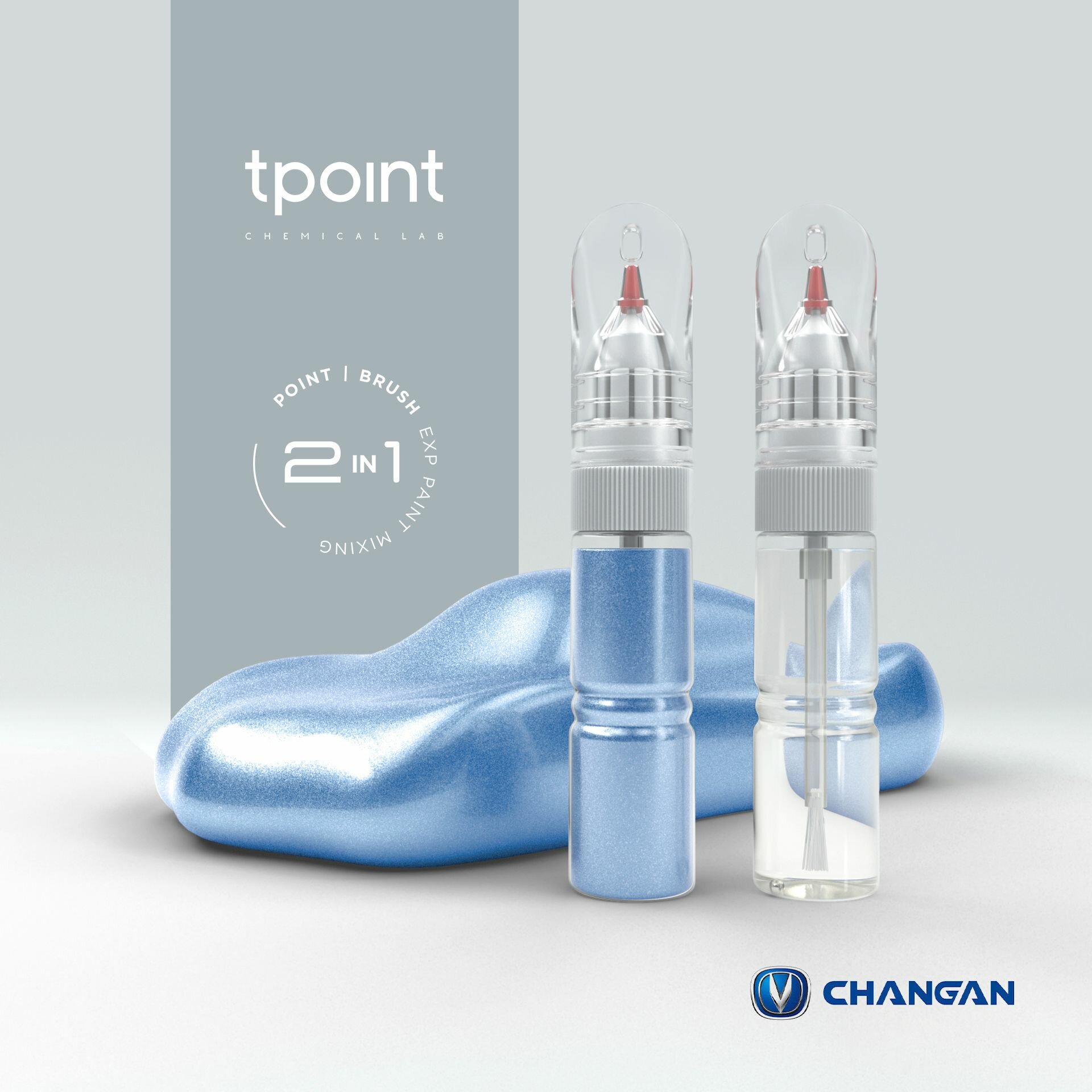 Набор - штрих-корректоров для CHANGAN UNI-T "DAN QING LAN MET", код цвета: BN6, штрих-корректор от сколов и царапин, 20мл+20мл
