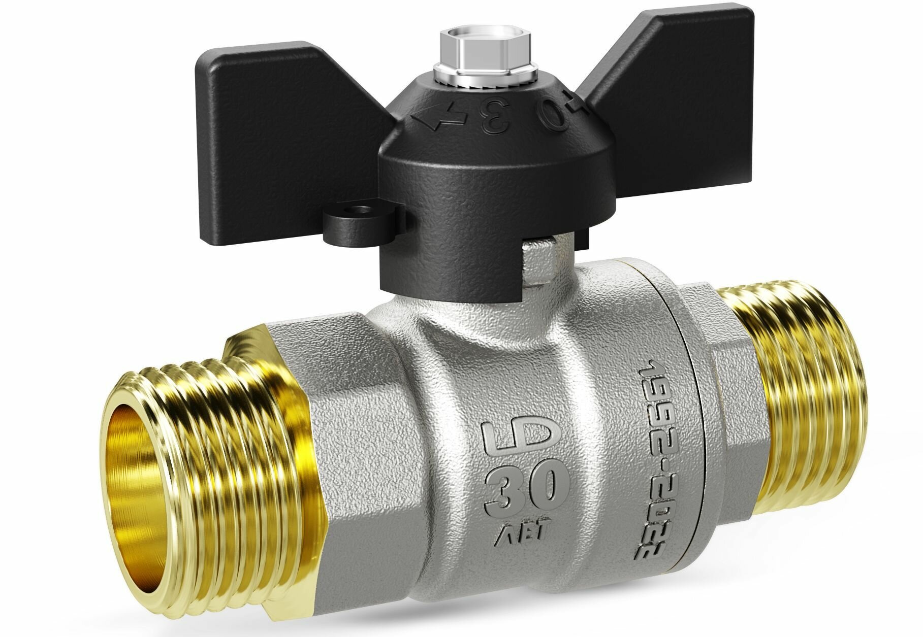 Кран шаровой латунный LD Pride Н-Н Ду 20 Ру40 бабочка, для воды