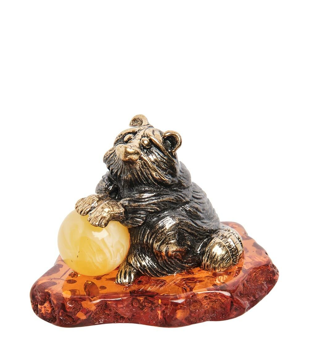Фигурка Енот (латунь, янтарь) A2046967 Народные промыслы, бронзовый