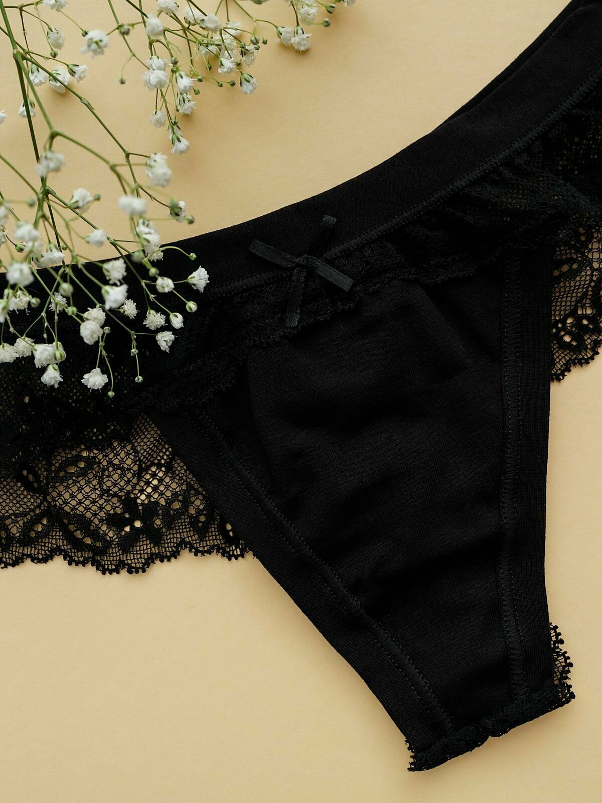 Трусы Стринги женские кружевные хлопок