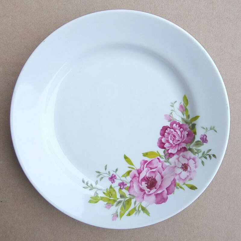 Тарелка обеденная мелкая фарфоровая для кухни и сервировки стола 200мм. "Оливия" гладкий край, Дулёво