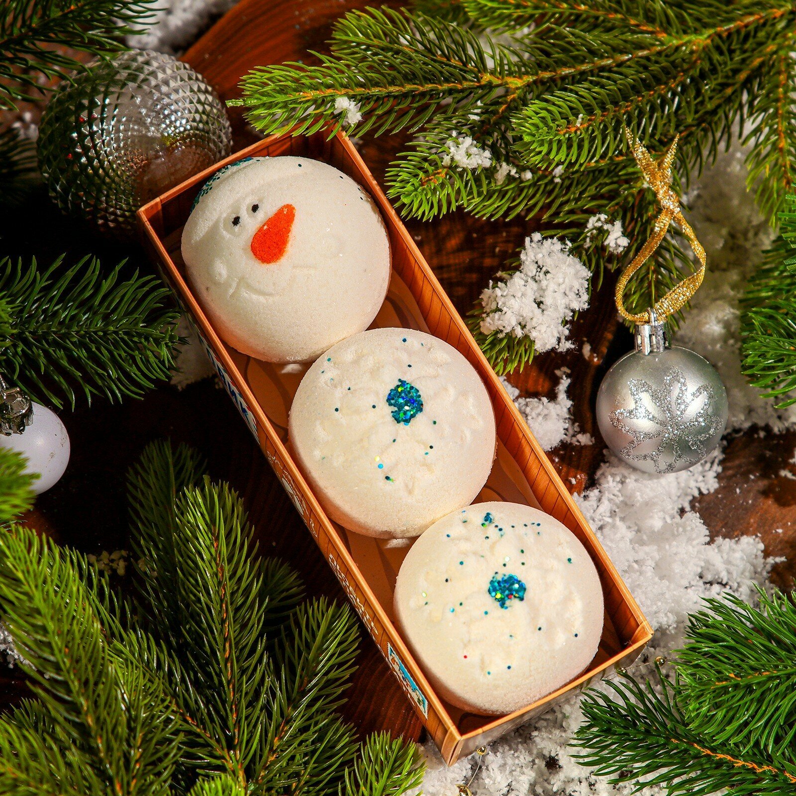 Набор бомбочек для ванн "снеговик", 360 г