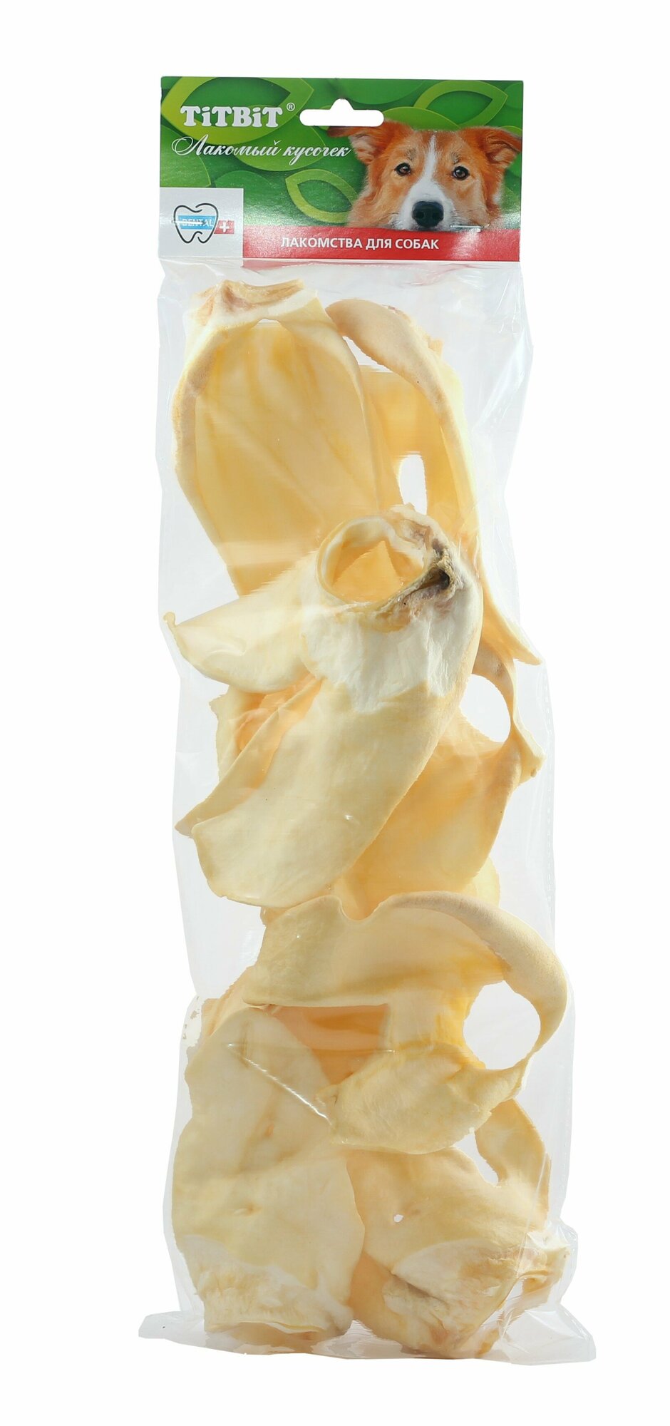 Лакомство TiTBiT Лакомый кусочек Ухо телячье big для собак (240 г)