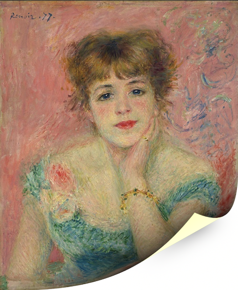Картина для интерьера "Жанна Самари", Ренуар, Пьер Огюст, печать на холсте (50х61 см / без подрамника)