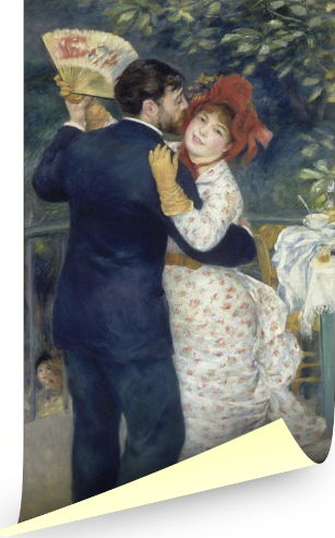 Картина для интерьера "Танец в деревне", Ренуар, Пьер Огюст, печать на холсте (30х62 см / без подрамника)