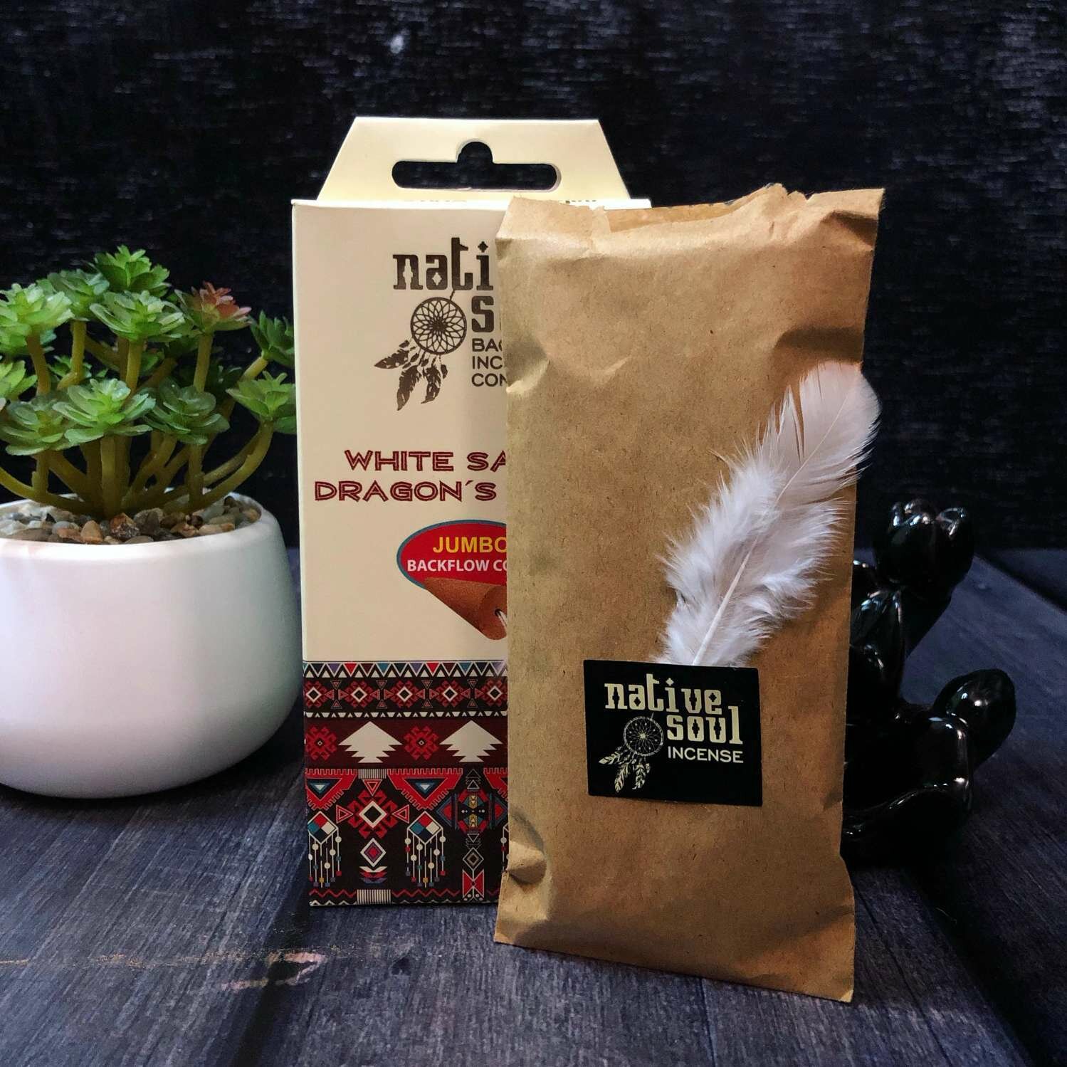 Благовония Native Soul конусы стелющийся дым "Белый шалфей и кровь дракона" 24 шт