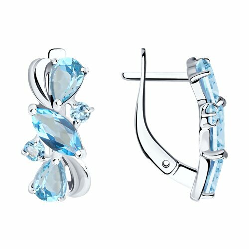 Серьги, серебро, 925 проба, родирование, топаз