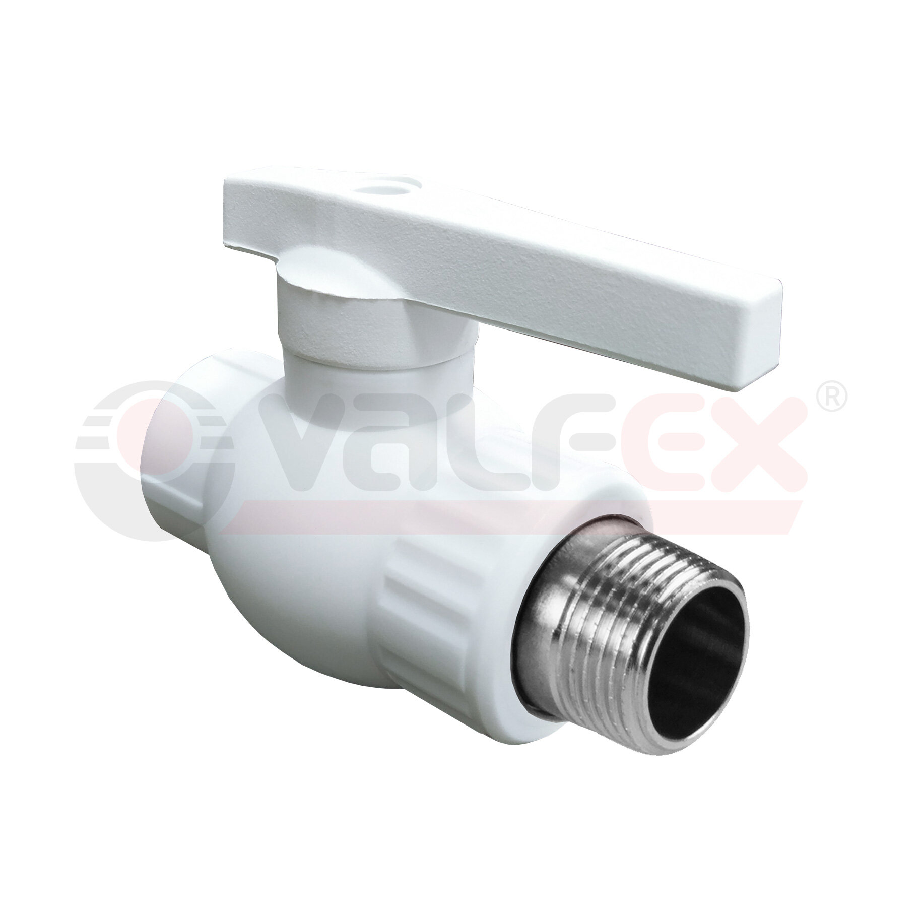 Кран шаровой комбинированный VALFEX PP-R НР 20х 1/2" белый (15/60)