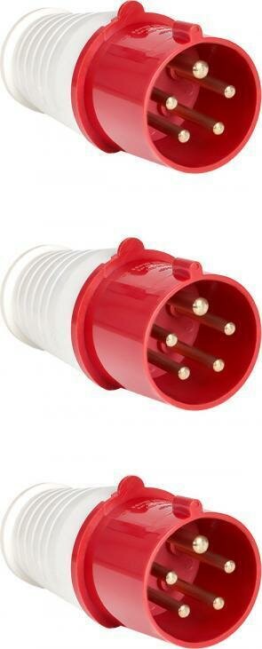 Вилка силовая переносная EKF PROxima 015 3Р+РЕ+N 16А 380В пластиковая IP54 (комплект из 3 шт)