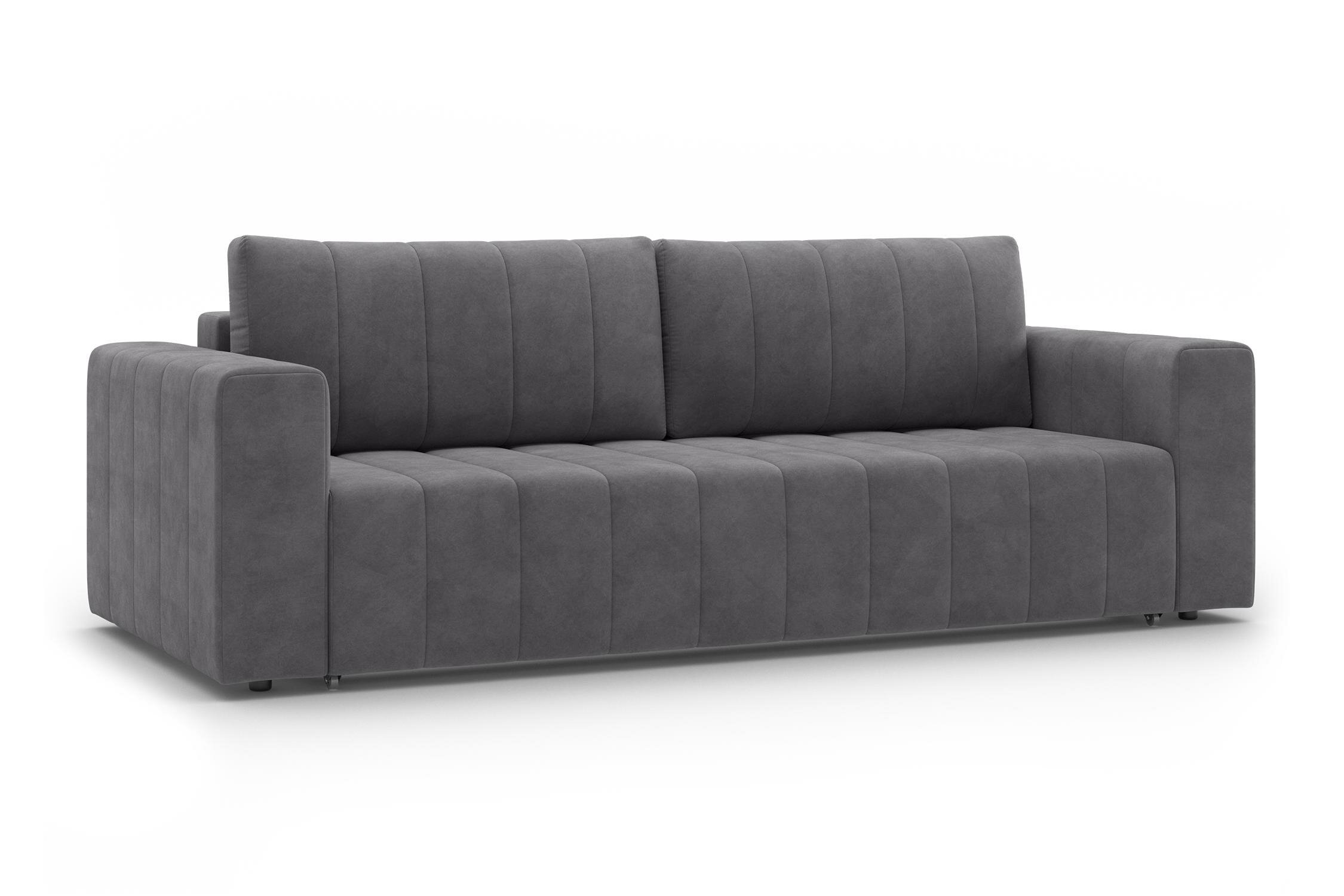 Диван раскладной Нонтон Малибу, 243x103x93 см, еврокнижка, велюр серый