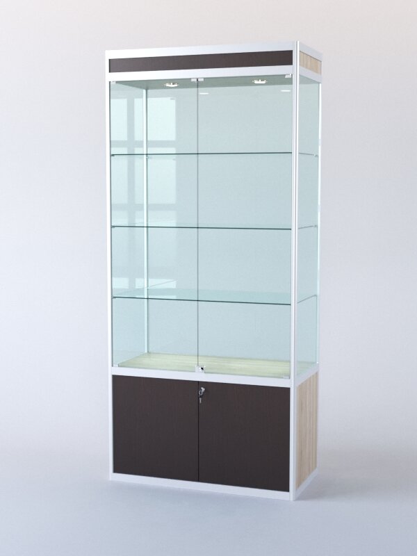 Витрина для музеев вооруженных сил "экспонат" №8-2 (задняя стенка стекло), Дуб Сонома и Дуб Венге