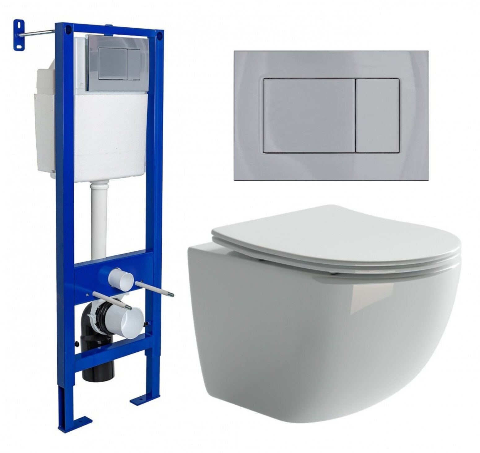 Комплект 3 в 1 инсталляция Berges Wasserhaus Atom 410 + Унитаз подвесной Ceramica Nova Forma CN3009 + кнопка хром